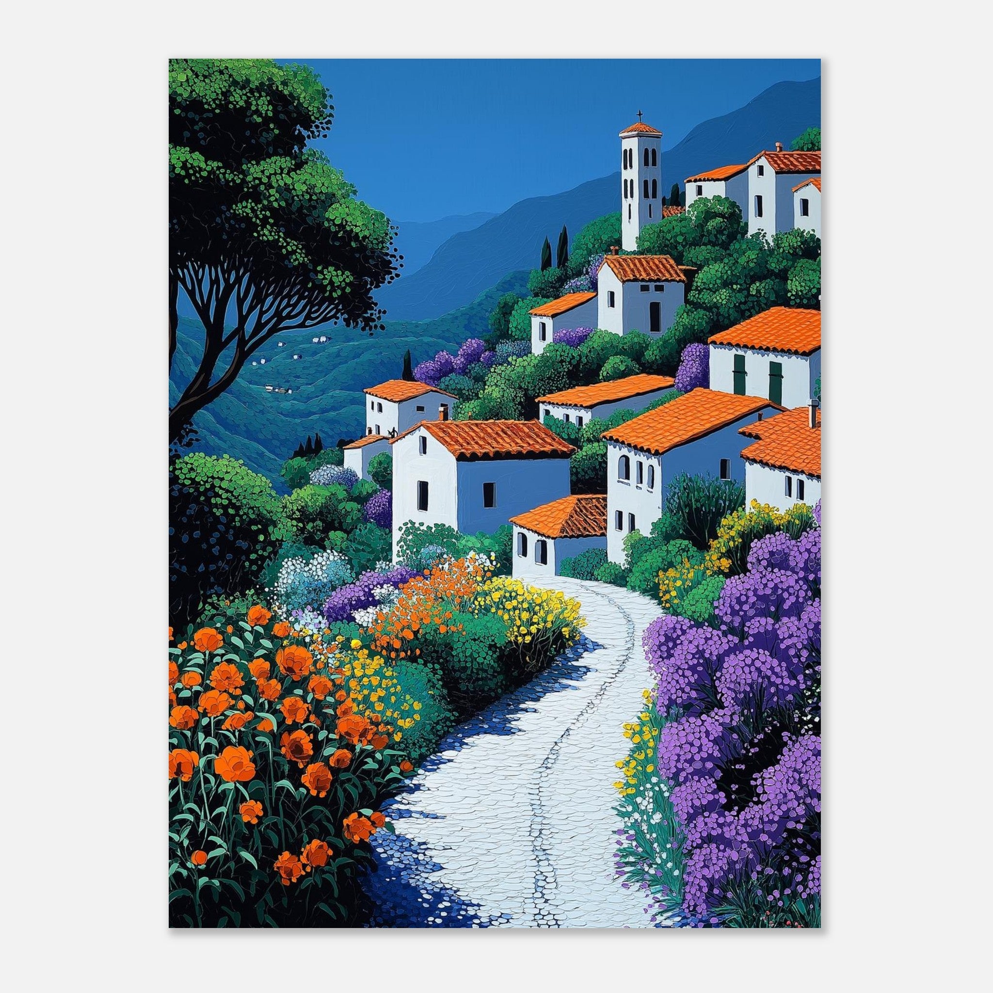 Village Path Pointillism Semi-Glossy Poster – CLUB RETRO