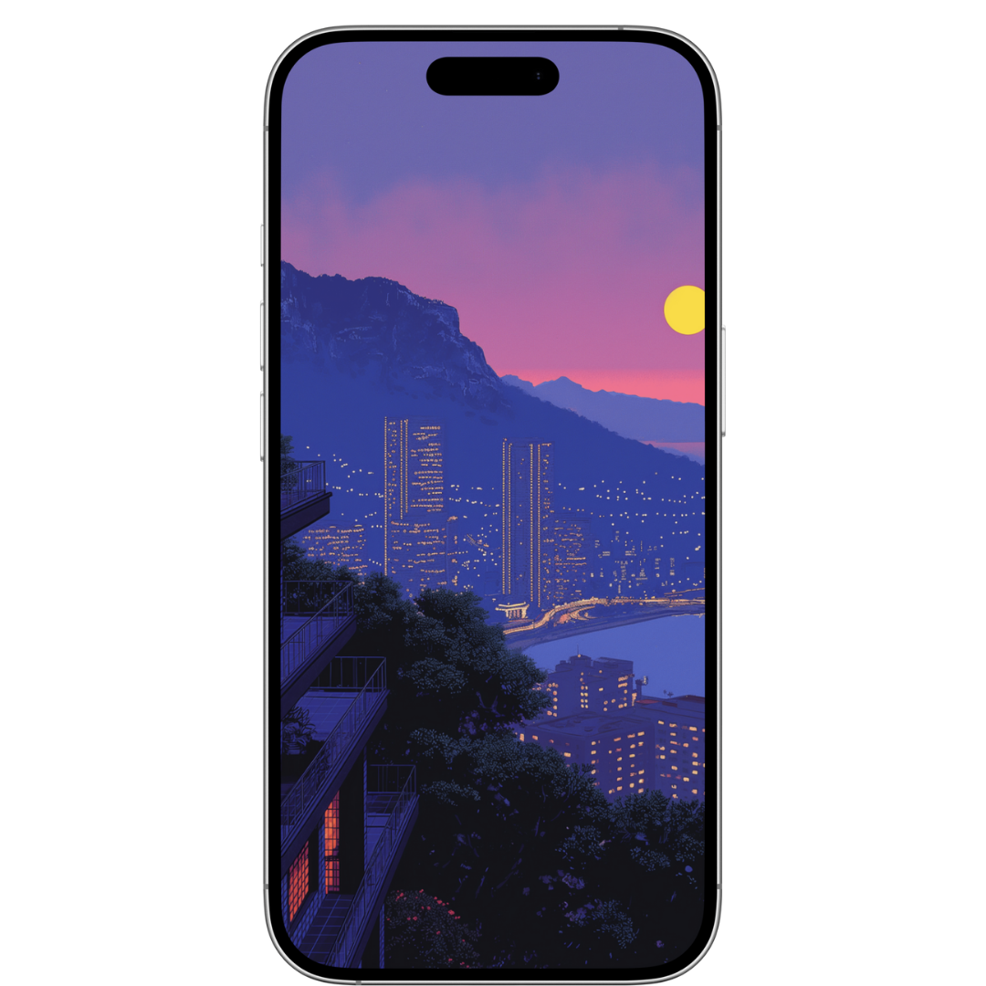 PURPLE CLIFF APARTMENT MOBILE WALLPAPER – CLUB RETRO